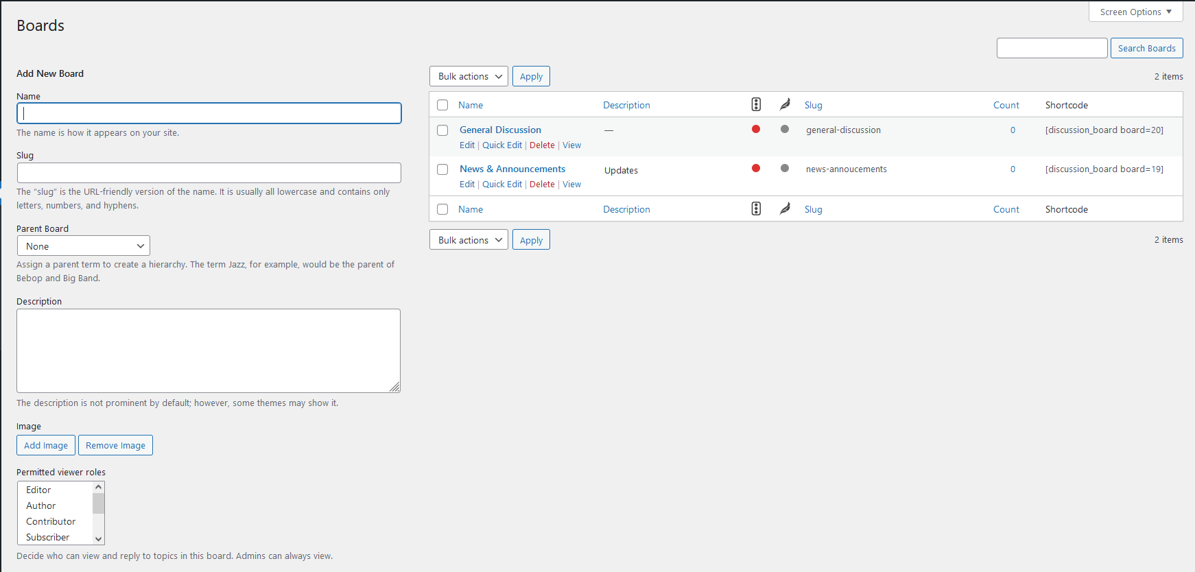 Trying to emulate the demo – WP Discussion Board